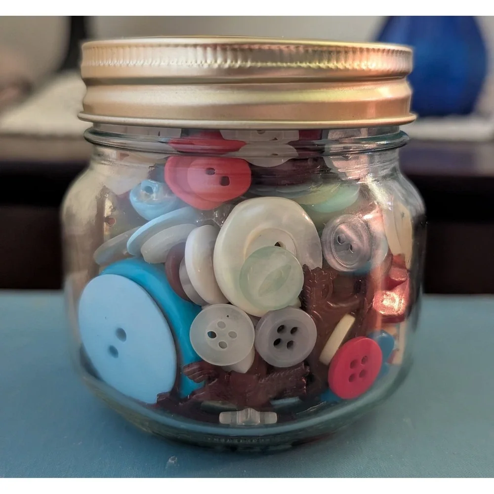 Jewelry | 3 Jar Of Red White Blue Gold Silver Tone Buttons | Poshmark